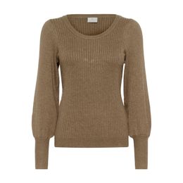 Strickpullover Kaffe "Strickpullover KAdora", Damen, Gr. L, beige (caribou melange), Obermaterial: 80% Viskose CV. 20% Polyamid PA., Pullover Strickpullover