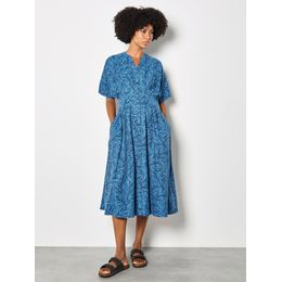 Midikleid Apricot "Midikleid", Damen, Gr. XS (34), N-Gr, blau, gewebt, Obermaterial: 90% Viskose LENZING ECOVERO CV LenzEcov. 10% Nylon NY., gemustert, V-Ausschnitt, Gerade Manschetten, Kleider Midikleid, Druck