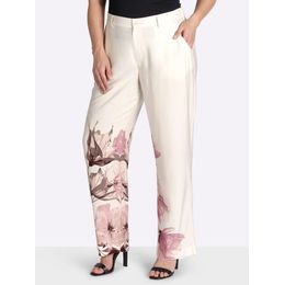 Webhose sheego, Damen, Gr. 40, Normalgr&ouml;&szlig;en, champagner, puder, bedruckt, 100% Viskose, gebl&uuml;mt, gemustert, Hosen