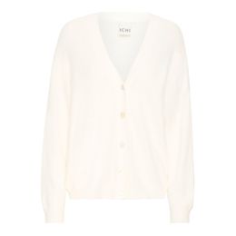 Strickjacke Ichi "Strickjacke IHBRULA", Damen, Gr. L, wei&szlig; (cloud dancer), Obermaterial: 70% Nylon NY. 30% Polyacryl PAN., Strickjacken Strickjacke