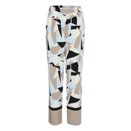 Stoffhose B.Young "Hose BYFAVIA", Damen, Gr. 38, N-Gr, beige (humus blocks), Obermaterial: 96% Polyester PES. 4% Elasthan EL., Hosen Stoffhose