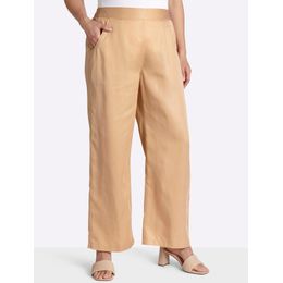 Schlupfhose sheego, Damen, Gr. 50, Normalgr&ouml;&szlig;en, camel, 100% Lyocell, unifarben, Hosen Schlupfhose