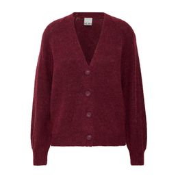 Strickjacke Ichi "Langarm IHKAMARA", Damen, Gr. L, rot (port royale), Obermaterial: 52% Polyacryl PAN. 30% Polyester PES. 15% Alpaka WP. 3% Elasthan EL., Strickjacken Strickjacke
