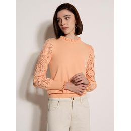 Strickpullover Apricot "Pullover", Damen, Gr. XS (34), rot (peach), Strick, Obermaterial: 50% Viskose CV. 30% Nylon NY. 20% Polyacryl PAN., uni, Gerippt, Pullover Strickpullover, aus Spitze