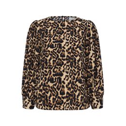 Langarmbluse Kaffe "Langarm-Bluse KAhannah", Damen, Gr. 34, beige (naturel leopard print), Obermaterial: 80% Viskose CV. 20% Polyamid PA., Blusen