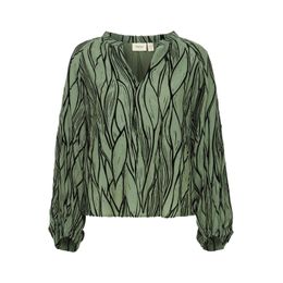 Langarmbluse Fransa "Langarm-Bluse FRJULL", Damen, Gr. L, gr&uuml;n (laurel wreath aop ma24 02a), Obermaterial: 80% Viskose CV. 20% Polyamid PA., Blusen