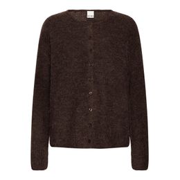 Strickjacke Ichi "Strickjacke IHKAMARA", Damen, Gr. L, braun (chocolate torte), Obermaterial: 52% Polyacryl PAN. 30% Polyester PES. 15% Alpaka WP. 3% Elasthan EL., Strickjacken Strickjacke