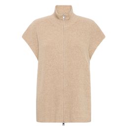 Strickjacke Ichi "Strickweste IHDUCIE", Damen, Gr. M, beige (oatmeal melange), Obermaterial: 55% Polyester PES. 30% Polyacryl PAN. 13% Nylon NY. 2% Elasthan EL., Strickjacken Strickjacke