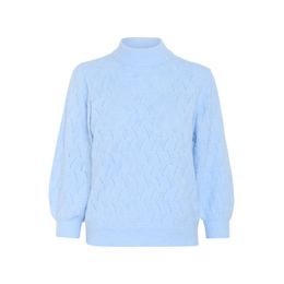 Strickpullover Kaffe "Strickpullover KArita", Damen, Gr. L, blau (windsurfer), Obermaterial: 76% Polyacryl PAN. 21% Polyester PES. 3% Elasthan EL., Pullover Strickpullover