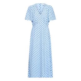 Midikleid Ichi "Casual IHZABBY", Damen, Gr. 38, N-Gr, blau (graphic dot powder blau), Obermaterial: 100% Polyester PES., Kleider Midikleid