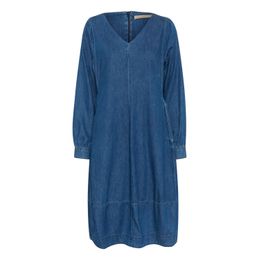 Midikleid Culture "Kleid CUlivie", Damen, Gr. L, N-Gr, blau (dunkelblau wash), Obermaterial: 90% Baumwolle CO. 10% Lyocell CLY., Kleider Midikleid