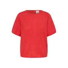 Kurzarmbluse Ichi "Kurzarm-Bluse IHKAMARA", Damen, Gr. M, rot (fiery rot), Obermaterial: 52% Polyacryl PAN. 30% Polyester PES. 15% Alpaka WP. 3% Elasthan EL., Blusen