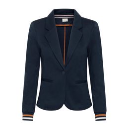 Blusenblazer Kaffe "Blazer Kinnie", Damen, Gr. M, blau (midnight marine, sierra, chalk), Obermaterial: 76% Polyester PES. 20% Viskose CV. 4% Elasthan EL., Blazer Blusenblazer