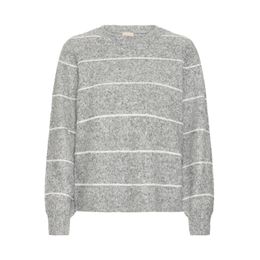Strickpullover Fransa "Strickpullover FRKENDRA", Damen, Gr. L, grau (asphalt melange mix), Obermaterial: 53% Polyester PES. 39% Polyacryl PAN. 5% Wolle mw. 3% Elasthan EL., Pullover Strickpullover