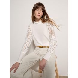Strickpullover Apricot "Pullover", Damen, Gr. XS (34), beige (creme), Strick, Obermaterial: 50% Viskose CV. 30% Nylon NY. 20% Polyacryl PAN., uni, Gerippt, Pullover Strickpullover, aus Spitze