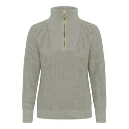 Strickpullover Kaffe "Strickpullover KAlioa", Damen, Gr. L, grau (grau melange), Obermaterial: 50% Baumwolle CO. 50% Polyacryl PAN., Pullover Strickpullover