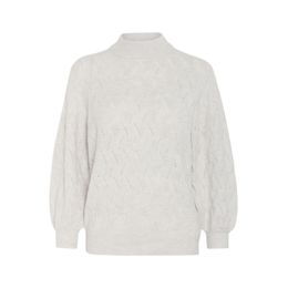 Strickpullover Kaffe "Strickpullover KArita", Damen, Gr. L, grau (light grau melange), Obermaterial: 76% Polyacryl PAN. 21% Polyester PES. 3% Elasthan EL., Pullover Strickpullover