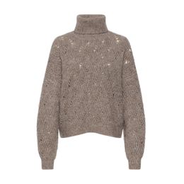 Strickpullover Culture "Strickpullover CUkimmy", Damen, Gr. L-XL, beige (falcon melange), Obermaterial: 78% Polyester PES. 19% Polyacryl PAN. 3% Elasthan EL., Pullover Strickpullover