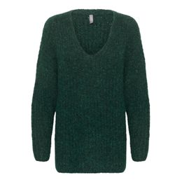 Strickpullover Culture "Strickpullover CUbrava", Damen, Gr. L-XL, gr&uuml;n (botanical garden melange), Obermaterial: 70% Polyester PES. 21% Nylon NY. 8% Wolle mw. 1% Elasthan EL., Pullover Strickpullover
