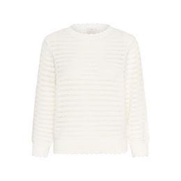 Strickpullover Kaffe "Strickpullover KAandrea", Damen, Gr. L, wei&szlig; (chalk), Obermaterial: 50% Baumwolle CO. 50% Polyacryl PAN., Pullover Strickpullover