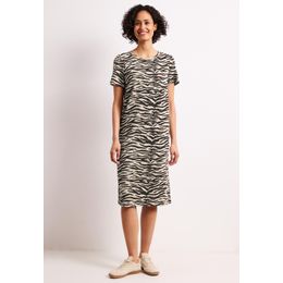 Jerseykleid Street One, Damen, Gr. 36, EURO-Gr&ouml;&szlig;en, espresso braun, Jersey, 85% Viskose, 13% Polyester, 2% Elasthan, comfort fit knielang, Rundhals, normaler Saum, Kleider Jerseykleid, mit Zebramuster