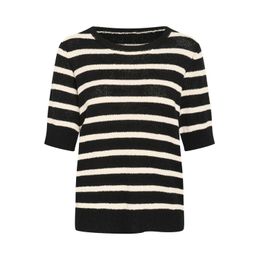 Strickpullover Culture "Strickpullover CUMESA", Damen, Gr. L, schwarz (schwarz, wei&szlig;cap stripe), Obermaterial: 70% Baumwolle CO. 30% Polyester PES., Pullover Strickpullover