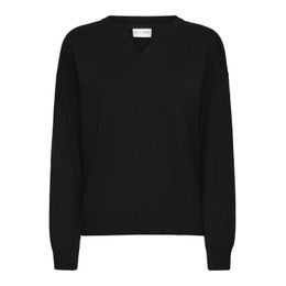 Strickpullover Pulz Jeans "Strickpullover PZSARA", Damen, Gr. L, schwarz (schwarz beauty), Obermaterial: 80% Viskose LENZING ECOVERO CV LenzEcov. 20% Polyester PES., Pullover Strickpullover