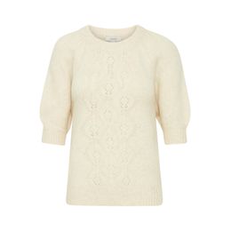 Strickpullover B.Young "Strickpullover BYOKSANA", Damen, Gr. M, blau (birch melange), Obermaterial: 55% Polyacryl PAN. 21% Polyester PES. 16% Nylon NY. 8% Wolle mw., Pullover Strickpullover