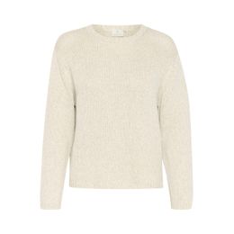 Strickpullover Kaffe "Strickpullover KAgerdi", Damen, Gr. L, wei&szlig; (turtledove melange), Obermaterial: 60% Baumwolle CO. 40% Polyester PES., Pullover Strickpullover