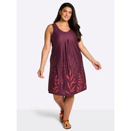 Jerseykleid sheego "Jersey-Kleid", Damen, Gr. 40, Normalgr&ouml;&szlig;en, burgund, hummer, bedruckt, Jersey, 100% Viskose, bedruckt, gemustert, kurz, eckiger Ausschnitt, Kleider Jerseykleid