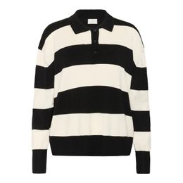 Strickpullover Kaffe "Strickpullover KAlizza", Damen, Gr. L, schwarz (schwarz, turtledove wide stripe), Obermaterial: 80% Viskose CV. 20% Nylon NY., Pullover Strickpullover
