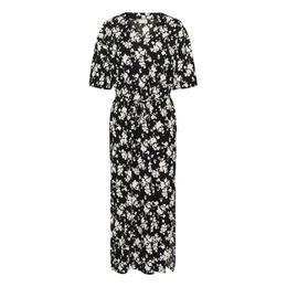 Jerseykleid Kaffe "Jerseykleid KAivanna", Damen, Gr. L, N-Gr, schwarz (schwarz, chalk flower print), Obermaterial: 95% Polyester Pol. recyc.. 5% Elasthan EL., Kleider Jerseykleid