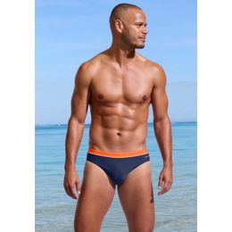 Badehose Chiemsee, Herren, Gr. 4, N-Gr, blau (marine, orange), Recycling-Polyamid, unifarben mit Farbeinsatz, Badehosen Badehose, mit farblich abgesetztem Bund