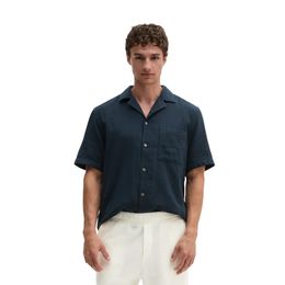 Marc O'Polo Kurzarmhemd MARC O'POLO "mit leichtem Knitter-Effekt", Herren, Gr. L, Normalgr&ouml;&szlig;en, schwarz navy, Obermaterial: 100% Baumwolle, unifarben, regular fit normal, normaler Saum, Hemden