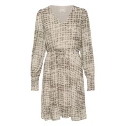 Midikleid Kaffe "Kleid KAtrinike", Damen, Gr. 38, N-Gr, grau (grau texture check), Obermaterial: 100% Polyester PES., Kleider Midikleid