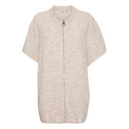 Strickjacke Fransa "Strickjacke FRSANNY", Damen, Gr. L, beige (limestone melange), Obermaterial: 55% Polyester PES. 30% Wolle mw. 10% Nylon NY. 5% Elasthan EL., Strickjacken Strickjacke