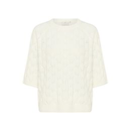 Strickpullover Kaffe "Strickpullover KAmalene", Damen, Gr. M, wei&szlig; (chalk), Obermaterial: 78% Polyester PES. 13% Polyacryl PAN. 6% Wolle mw. 3% Elasthan EL., Pullover Strickpullover