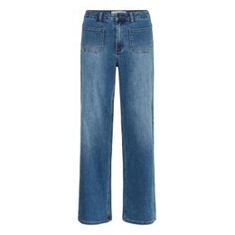 Regular-fit-Jeans Kaffe "Jeans KAbrook", Damen, Gr. 31, L&auml;nge 32, blau (medium blau denim), Obermaterial: 75% Baumwolle CO. 13% Viskose CV. 10% Polyester PES. 2% Elasthan EL., Jeans