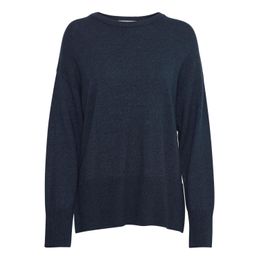 Strickpullover Pulz Jeans "Strickpullover PZSTEFFI", Damen, Gr. L, blau (schwarz sapphire melange), Obermaterial: 50% Viskose CV. 27% Nylon NY. 23% Polyester PES., Pullover Strickpullover