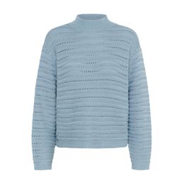 Strickpullover Kaffe "Strickpullover KAdolly", Damen, Gr. L, blau (windward blau), Obermaterial: 50% Baumwolle CO. 50% Polyacryl PAN., Pullover Strickpullover