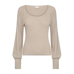 Strickpullover Kaffe "Strickpullover KAsofy", Damen, Gr. M, beige (feather gray melange), Obermaterial: 80% Viskose CV. 20% Nylon NY., Pullover Strickpullover