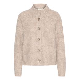 Strickpullover Kaffe "Strickpullover KAane", Damen, Gr. L, beige (major braun melange), Obermaterial: 64% Polyester PES. 18% Polyacryl PAN. 10% Wolle mw. 5% Alpaka WP. 3% Elasthan EL., Pullover Strickpullover