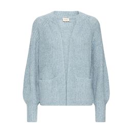 Strickjacke Fransa "Langarm FRBEVERLY", Damen, Gr. L, blau (citadel melange), Obermaterial: 47% Polyester PES. 47% Viskose CV. 6% Wolle mw., Strickjacken Strickjacke