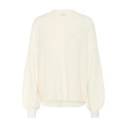 Strickpullover Kaffe "Strickpullover KAluca", Damen, Gr. L, wei&szlig; (chalk cc), Obermaterial: 32% Polyacryl PAN. 32% Polyester PES. 20% Wolle mw. 12% Nylon NY. 4% Elasthan EL., Pullover Strickpullover