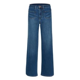 Regular-fit-Jeans Kaffe "Jeans KAkarla", Damen, Gr. 34, N-Gr, blau (medium blau washed denim), Obermaterial: 75% Baumwolle CO. 13% Viskose CV. 10% Polyester PES. 2% Elasthan EL., Jeans