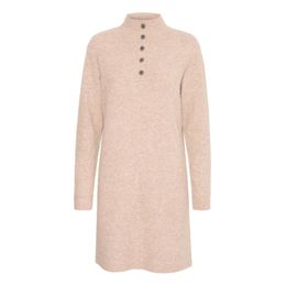 Midikleid B.Young "Kleid BYOMEA", Damen, Gr. L, N-Gr, beige (humus melange), Obermaterial: 53% Polyester Pol. recyc.. 39% Polyacryl PAN. 5% Wolle mw. 3% Elasthan EL., Kleider Midikleid