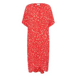 Midikleid Kaffe "Kleid BPisabella", Damen, Gr. S, N-Gr, beige (nature, rot flower print), Obermaterial: 100% Viskose LENZING ECOVERO CV LenzEcov., Kleider Midikleid