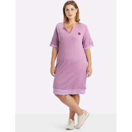 Shirtkleid sheego "Jersey-Kleid", Damen, Gr. 56, Normalgr&ouml;&szlig;en, orchidee, 50% Baumwolle, 50% Modal, unifarben, kurz, Rundhals, Kleider Shirtkleid
