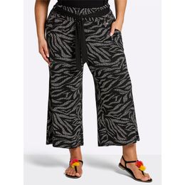 Jerseyhose sheego, Damen, Gr. 40, Normalgr&ouml;&szlig;en, schwarz, ecru, bedruckt, 95% Viskose, 5% Elasthan, gemustert, mehrfarbig, Hosen Jerseyhose
