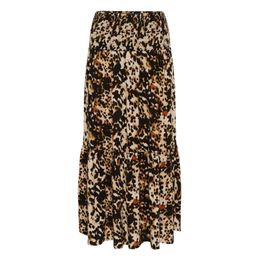Midirock Kaffe "Rock KAmaxi", Damen, Gr. M-L, beige (leopard print), Obermaterial: 100% Viskose LENZING ECOVERO CV LenzEcov., R&ouml;cke